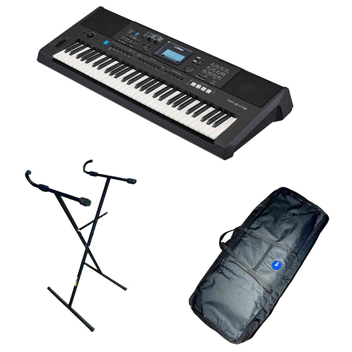 Combo Teclado Yamaha PsrE 473 + Base X + Estuche Lona – Sinfonía Musical